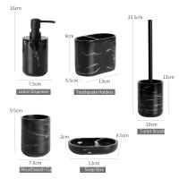 China OEM Marble Ceramic Bathroom Soap Dispenser Set 5 Piece 16cm Soap Dispenser for Shower Room for sale