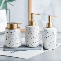 China Luxury Ceramic Bathroom Set Soap Bottle For Shampoo Liquid Lotion for sale