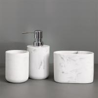 China OEM Marble Ceramic Bathroom Soap Dispenser Set 5 Piece 16cm Soap Dispenser for Shower Room for sale
