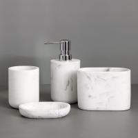 China OEM Marble Ceramic Bathroom Soap Dispenser Set 5 Piece 16cm Soap Dispenser for Shower Room for sale