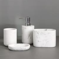 China OEM Marble Ceramic Bathroom Soap Dispenser Set 5 Piece 16cm Soap Dispenser for Shower Room for sale