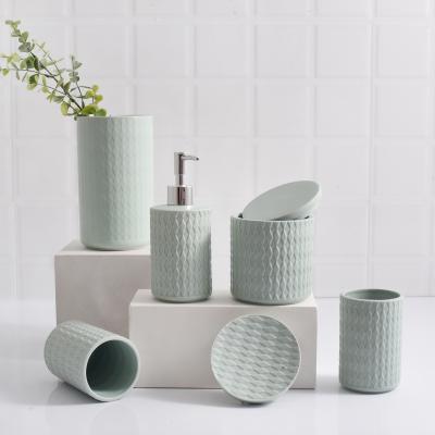 China Commercial Ceramic Bathroom Set 100% Sustainable Luxury Accessories 6 Piece for sale
