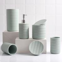China Commercial Ceramic Bathroom Set 100% Sustainable Luxury Accessories 6 Piece for sale