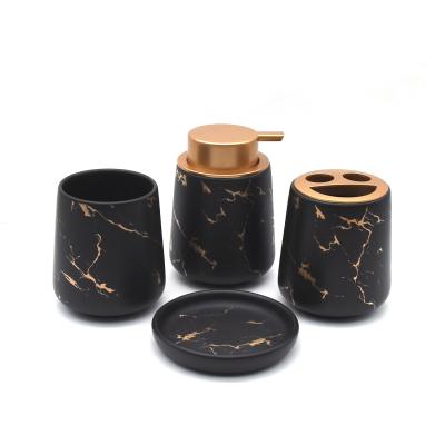 China Marble Ceramic Bathroom Set Soap Dispenser 1360C Eco Friendly White for sale
