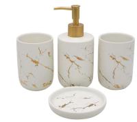 China Marble Ceramic Bathroom Set Soap Dispenser 1360C Eco Friendly White for sale