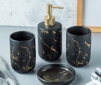 China Marble Ceramic Bathroom Set Soap Dispenser 1360C Eco Friendly White for sale