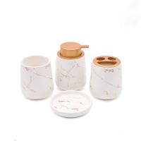 China Marble Ceramic Bathroom Set Soap Dispenser 1360C Eco Friendly White for sale