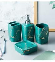 China Custom Luxury Ceramic Marble Bathroom Accessories Set 6 Piece White for Home Hotel Gift for sale
