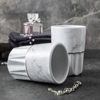 China 5 Piece Ceramic Bathroom Set Marble Decal Soap Dispenser Set for Hotels 18.3cm for sale
