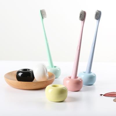 China Modern Ceramic Toothbrush Holder Set Stand 2x4x2.5cm Pink Blue Green for sale
