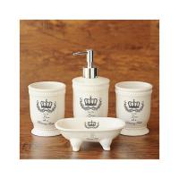 China Round 4 Piece Ceramic Bathroom Set White Glazed For Home Hotel for sale