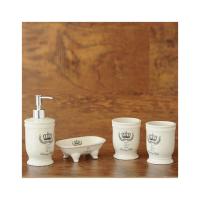 China Round 4 Piece Ceramic Bathroom Set White Glazed For Home Hotel for sale