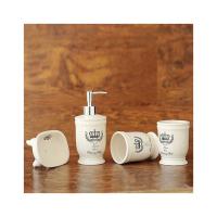 China Round 4 Piece Ceramic Bathroom Set White Glazed For Home Hotel for sale