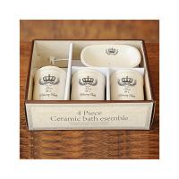 China Round 4 Piece Ceramic Bathroom Set White Glazed For Home Hotel for sale