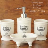 China Round 4 Piece Ceramic Bathroom Set White Glazed For Home Hotel for sale