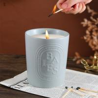 China Matte Embossed Empty Ceramic Candle Jar Multi Colored With Wooden Lids for sale