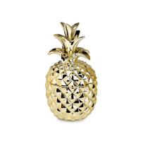 China Customized Ceramic Candle Jar Containers Gold Pineapple Shape With Lid for sale