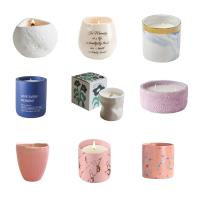 China Custom Ceramic Candle Jar 1000pcs Letterpress Printing With Lid Food Grade for sale
