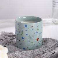 China Custom Ceramic Candle Jar 1000pcs Letterpress Printing With Lid Food Grade for sale
