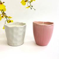 China Custom Ceramic Candle Jar 1000pcs Letterpress Printing With Lid Food Grade for sale