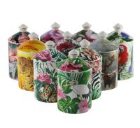 China Customized Printing Decal Ceramic Candle Jar , Multi Color Porcelain Candle Containers for sale