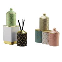 China Customized Printing Decal Ceramic Candle Jar , Multi Color Porcelain Candle Containers for sale