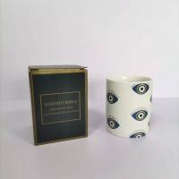 China Eye Pattern Candle Ceramic Containers With Letterpress Printing Gravure Printing for sale