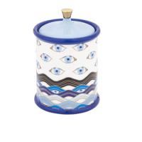China Eye Pattern Candle Ceramic Containers With Letterpress Printing Gravure Printing for sale
