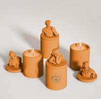 China Eye Pattern Candle Ceramic Containers With Letterpress Printing Gravure Printing for sale