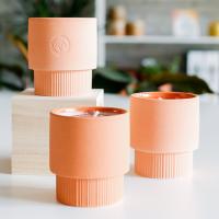 China Matte Terracotta Ceramic Candle Jar 7.6x7.6x8.9cm for Hotel Restaurant Decoration OEM for sale