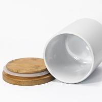 China White Ceramic Candle Jar 300ml with Bamboo Lid for Wholesale Custom Sublimation for sale