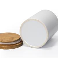 China White Ceramic Candle Jar 300ml with Bamboo Lid for Wholesale Custom Sublimation for sale