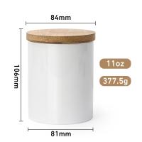 China White Ceramic Candle Jar 300ml with Bamboo Lid for Wholesale Custom Sublimation for sale