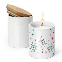 China White Ceramic Candle Jar 300ml with Bamboo Lid for Wholesale Custom Sublimation for sale