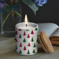 China White Ceramic Candle Jar 300ml with Bamboo Lid for Wholesale Custom Sublimation for sale