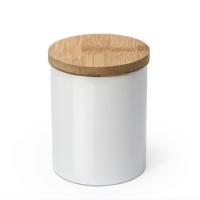 China White Ceramic Candle Jar 300ml with Bamboo Lid for Wholesale Custom Sublimation for sale