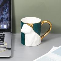 China Handmade Ceramic Coffee Mug Fox Face Pattern 400ml Capacity Customizable Porcelain Cup for sale
