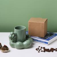 China Matte Nordic Ceramic Cappuccino Cup 250ml Flower Shape Porcelain Coffee Mug with Saucer for sale