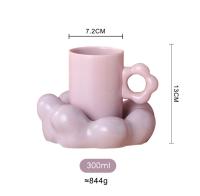 China Matte Nordic Ceramic Cappuccino Cup 250ml Flower Shape Porcelain Coffee Mug with Saucer for sale