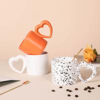 China Matte Nordic Style Ceramic Coffee Cups Mug With Heart Shape Handle for sale
