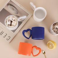 China Matte Nordic Style Ceramic Coffee Cups Mug With Heart Shape Handle for sale