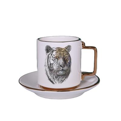 China Gold Plating Ceramic Coffee Tea Cup Animal Series 350ml Drinkware for Cafe Home Decor Gift for sale