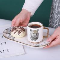 China Gold Plating Ceramic Coffee Tea Cup Animal Series 350ml Drinkware for Cafe Home Decor Gift for sale