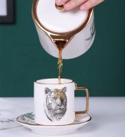 China Gold Plating Ceramic Coffee Tea Cup Animal Series 350ml Drinkware for Cafe Home Decor Gift for sale