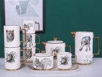 China Gold Plating Ceramic Coffee Tea Cup Animal Series 350ml Drinkware for Cafe Home Decor Gift for sale
