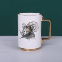 China Gold Plating Ceramic Coffee Tea Cup Animal Series 350ml Drinkware for Cafe Home Decor Gift for sale