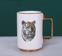 China Gold Plating Ceramic Coffee Tea Cup Animal Series 350ml Drinkware for Cafe Home Decor Gift for sale