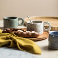 China 300ml Ceramic Nordic Ring Handle Coffee Mug Speckled Pattern Milk Tea Cup Breakfast Mug for sale