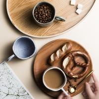 China 300ml Ceramic Nordic Ring Handle Coffee Mug Speckled Pattern Milk Tea Cup Breakfast Mug for sale