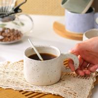 China 300ml Ceramic Nordic Ring Handle Coffee Mug Speckled Pattern Milk Tea Cup Breakfast Mug for sale